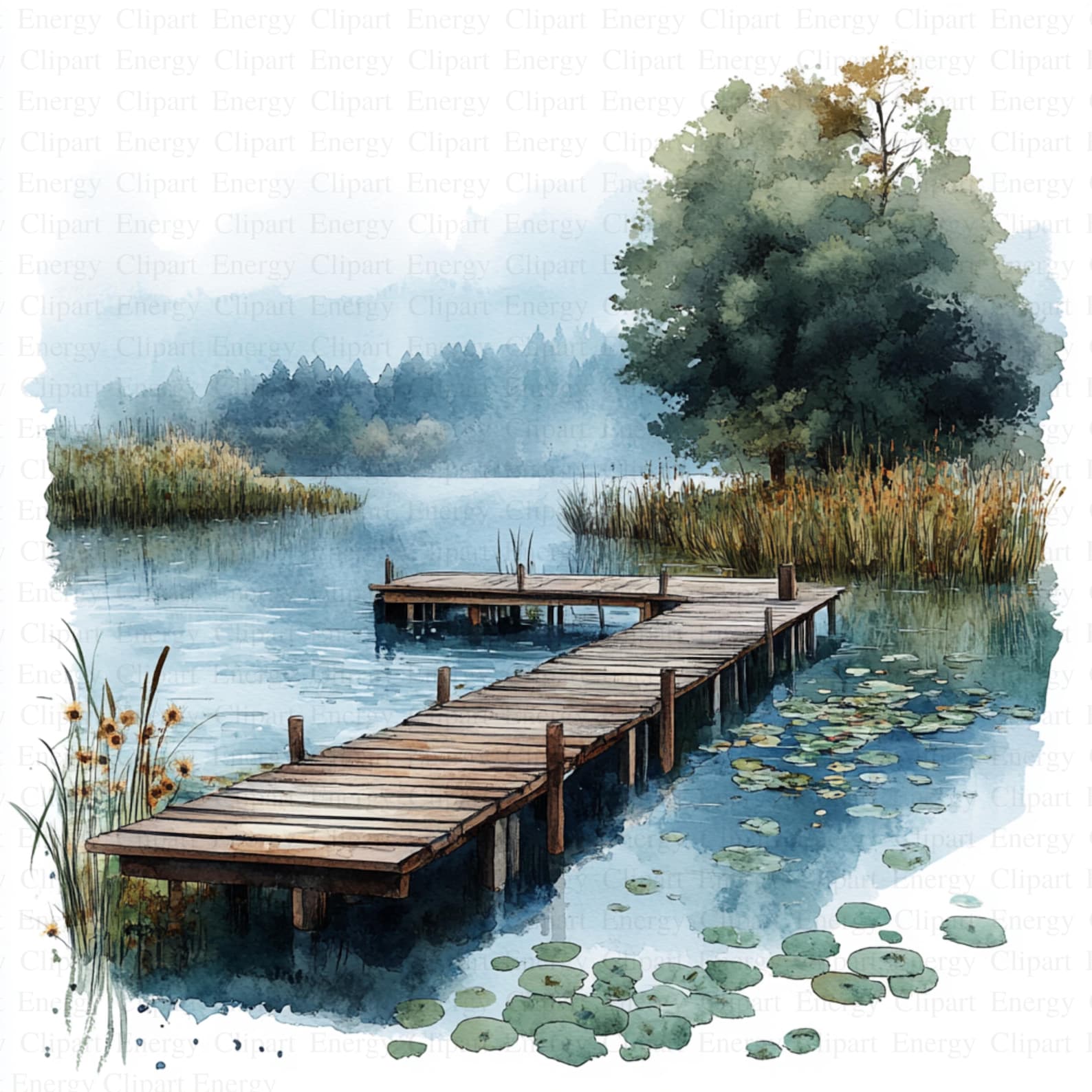 Watercolor Pond Dock Clipart | 5 High Quality Jpg's | Digital Download ...