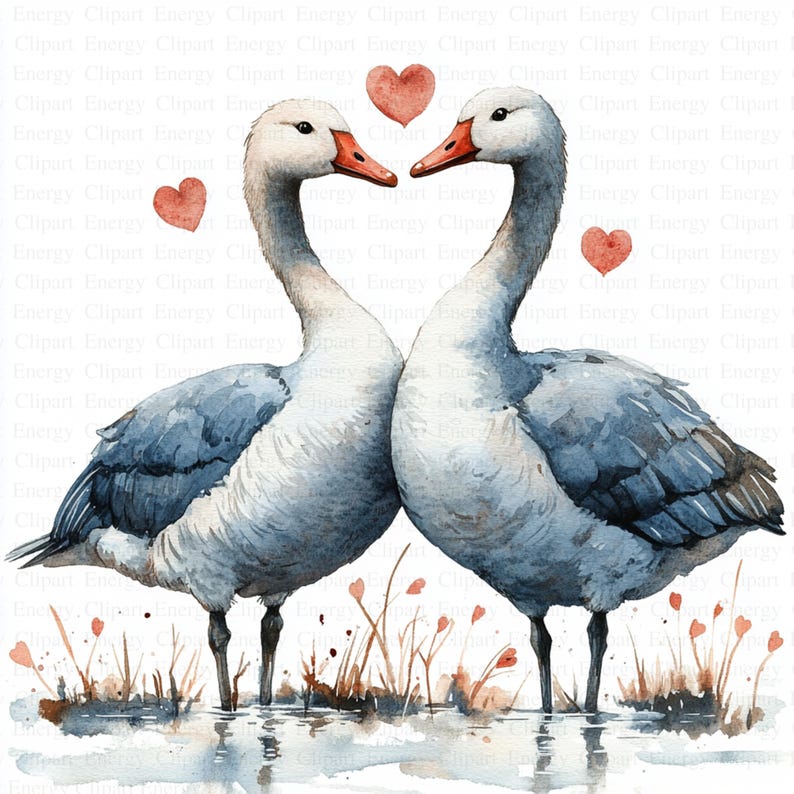 Watercolor Waddling Geese Clipart | 5 High Quality Jpg's | Digital ...