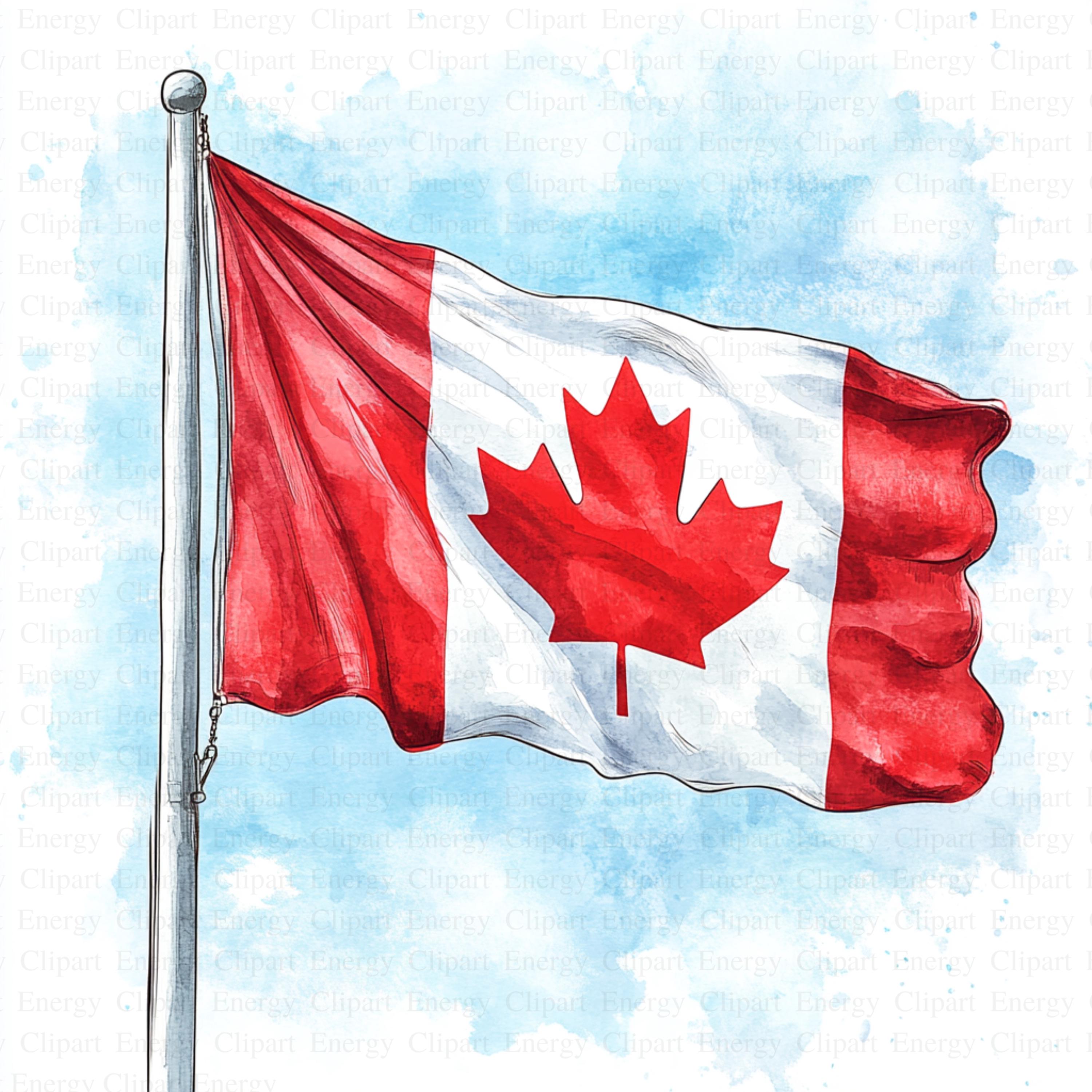 Watercolor Canadian Flag Clipart | 5 High Quality Jpg's | Digital ...