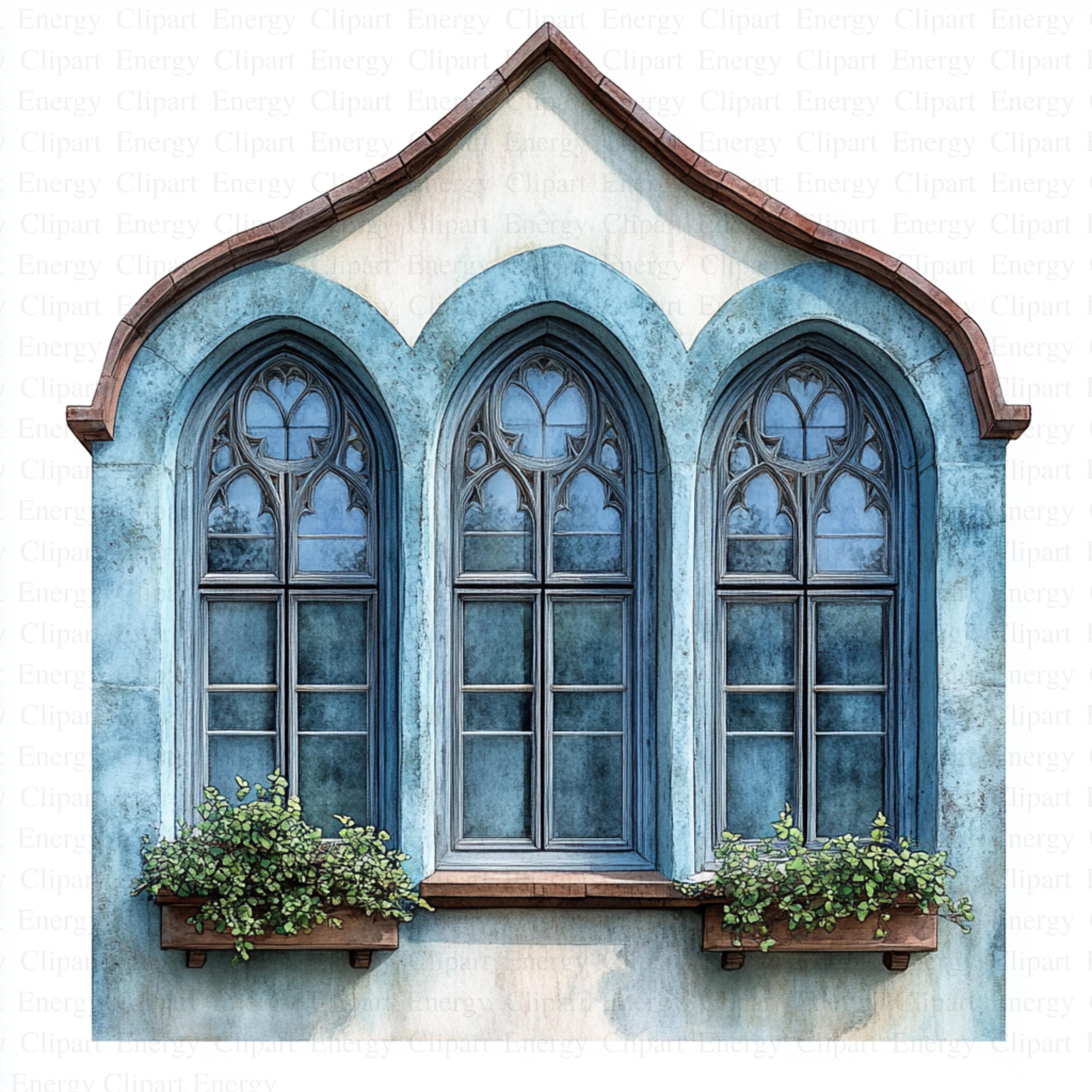 Victorian Windows Clipart | 5 High Quality Jpg's | Digital Download ...