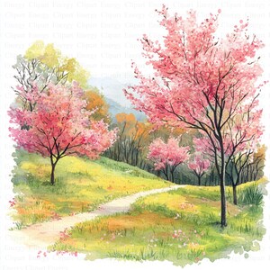 Spring Scenery Clipart 5 High Quality Jpg's Digital Download Landscape ...