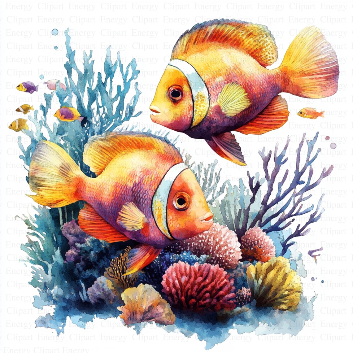 Vibrant Coral Reef Fish Clipart 5 High Quality Jpg's Digital Download ...