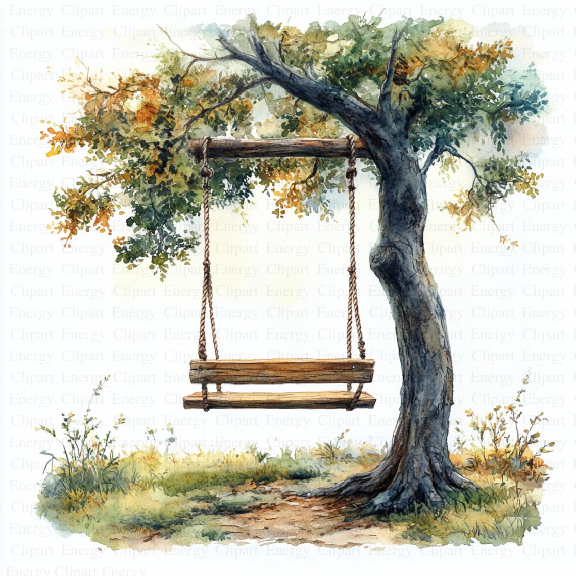 Watercolor Tree Swing Clipart 5 High Quality Jpg's Digital Download ...