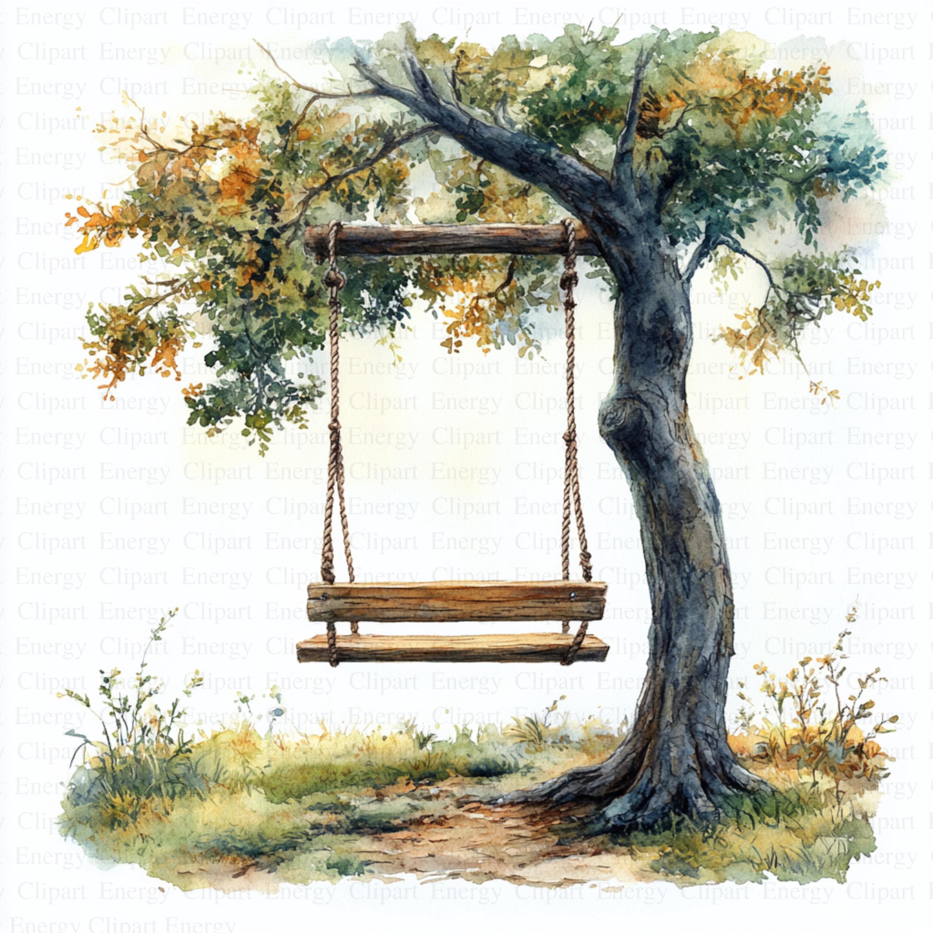 Watercolor Tree Swing Clipart 5 High Quality Jpg's Digital Download ...