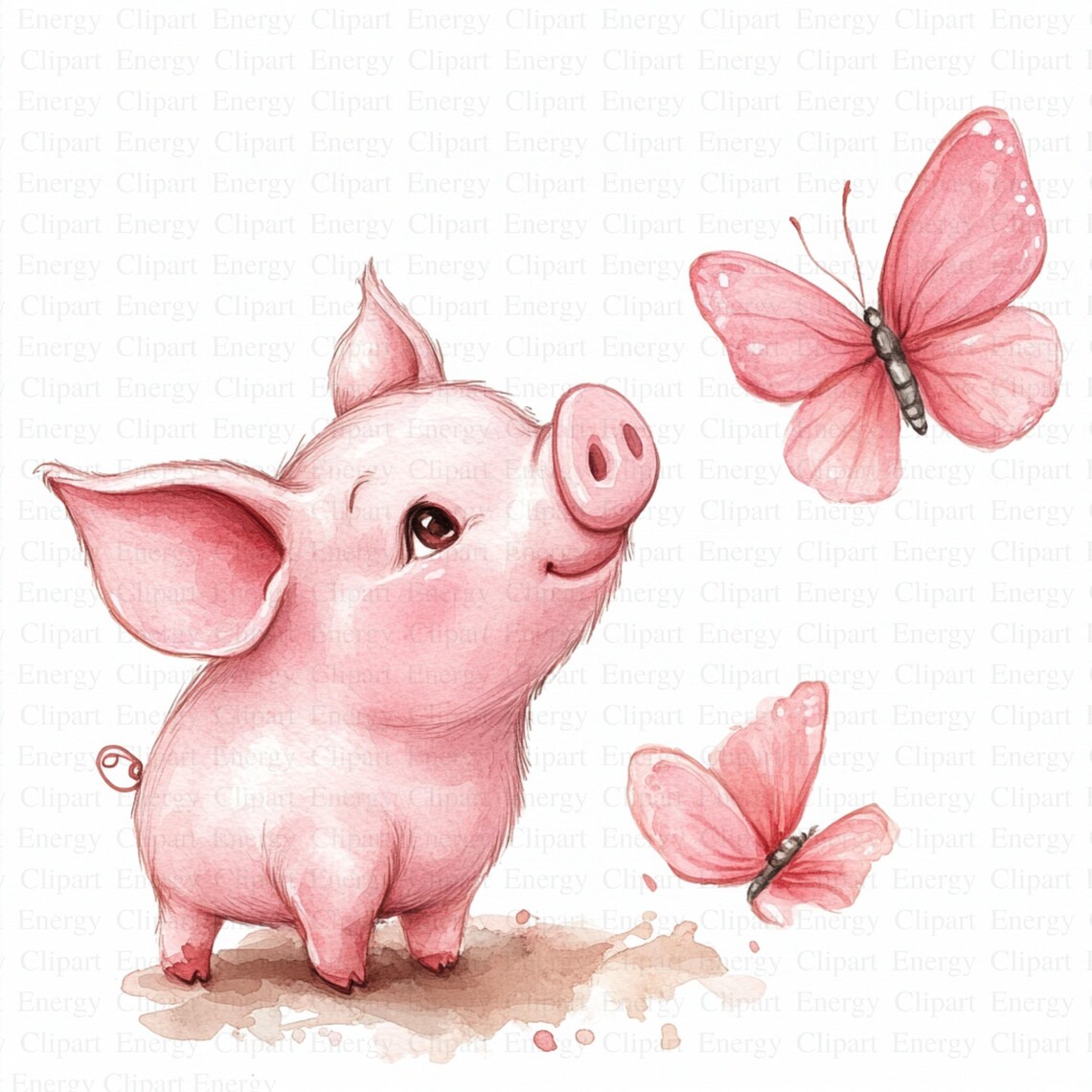 Piglet & Butterflies Clipart | 5 High Quality Jpg's | Digital Download ...