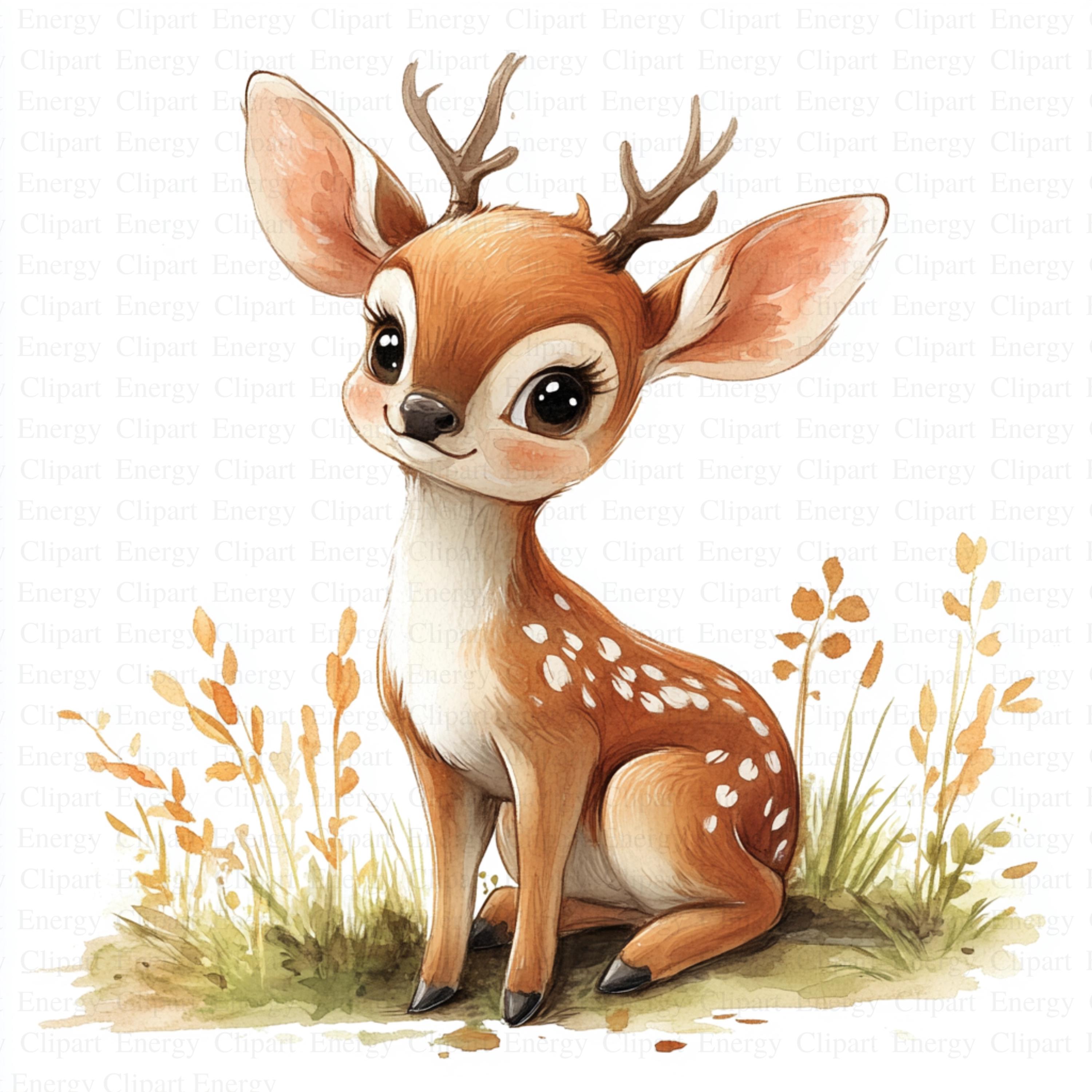 Cute Baby Deer Clipart 5 High Quality Jpg's Digital Download Woodland ...