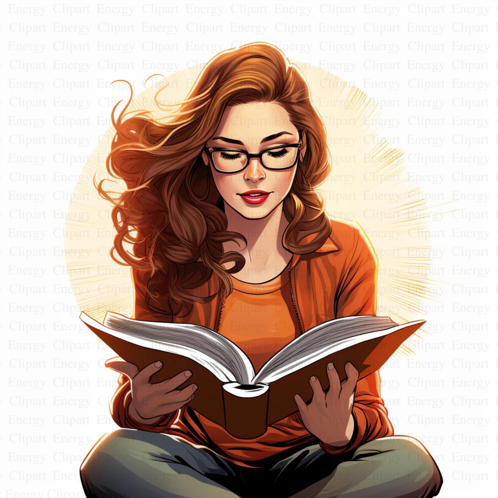 Girl Reading Clipart | 5 High Quality Jpg's | Digital Download | Book ...
