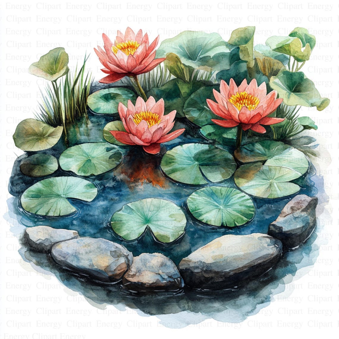 Watercolor Pond Clipart | 5 High Quality Jpg's | Digital Download ...