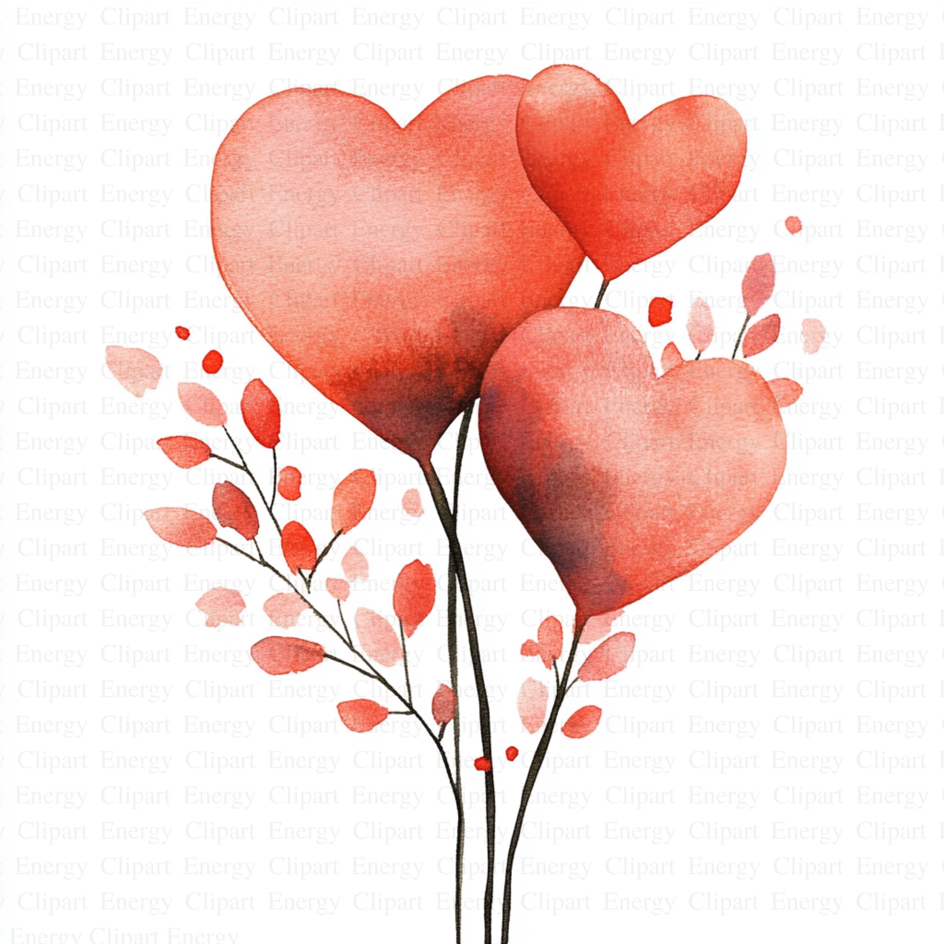 Watercolor Heart Shape Clipart | 5 High Quality Jpg's | Digital ...