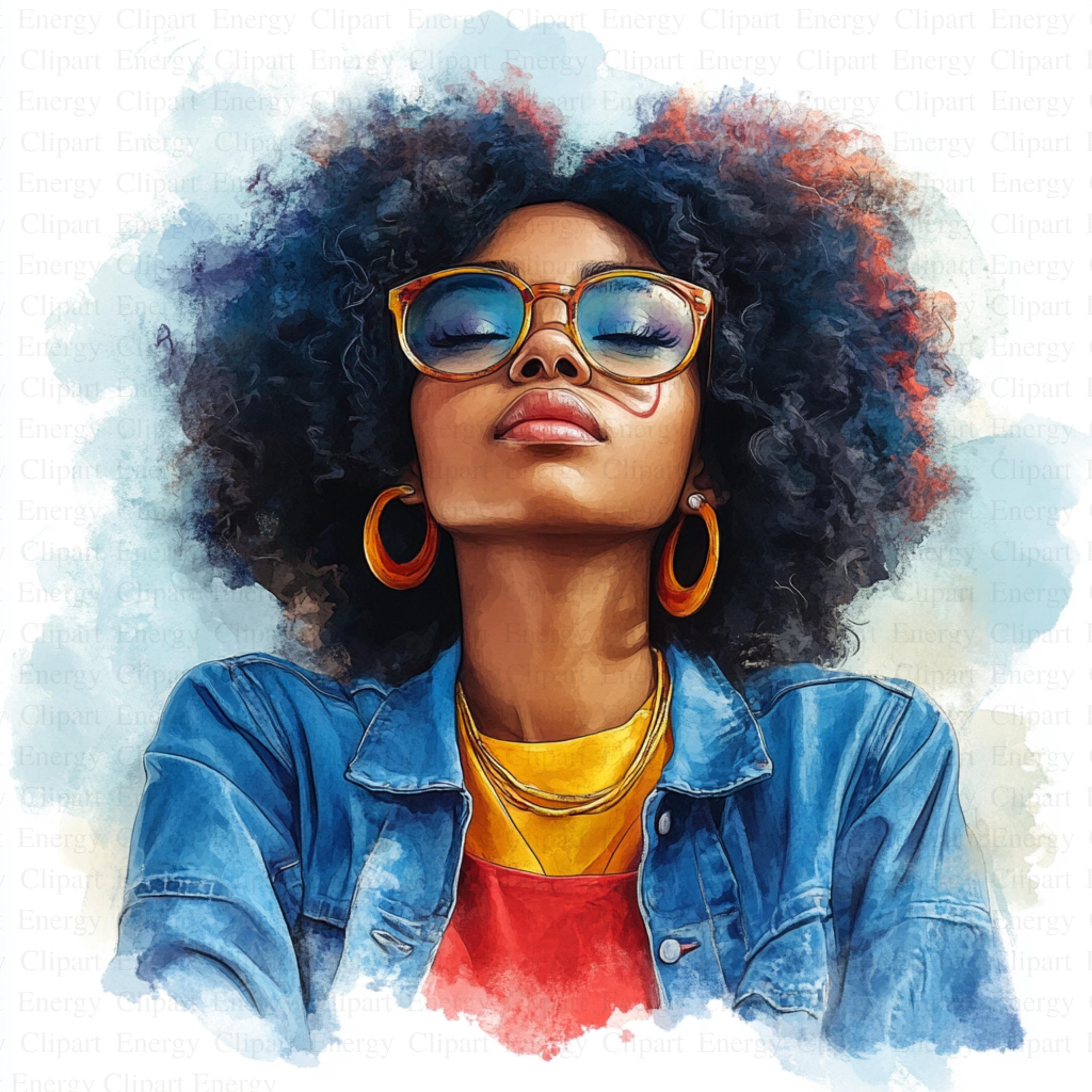 Afro Woman Clipart | 5 High Quality Jpg's | Digital Download | Afro ...