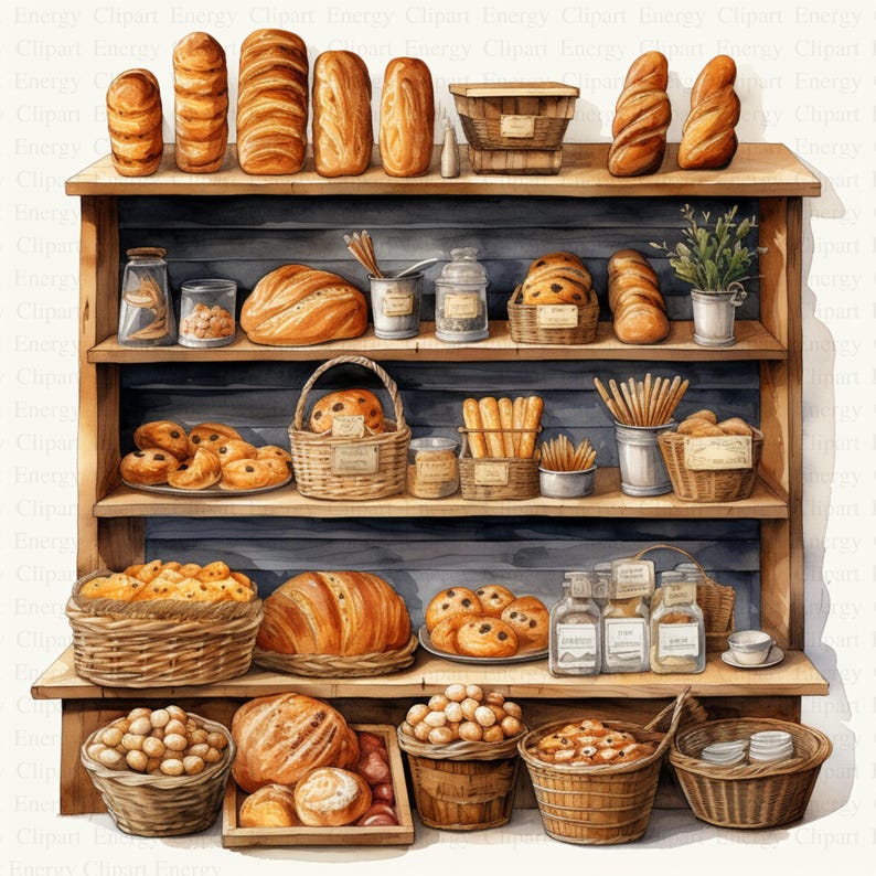 Watercolor Bakery Clipart | 5 High Quality Jpg's | Digital Download ...