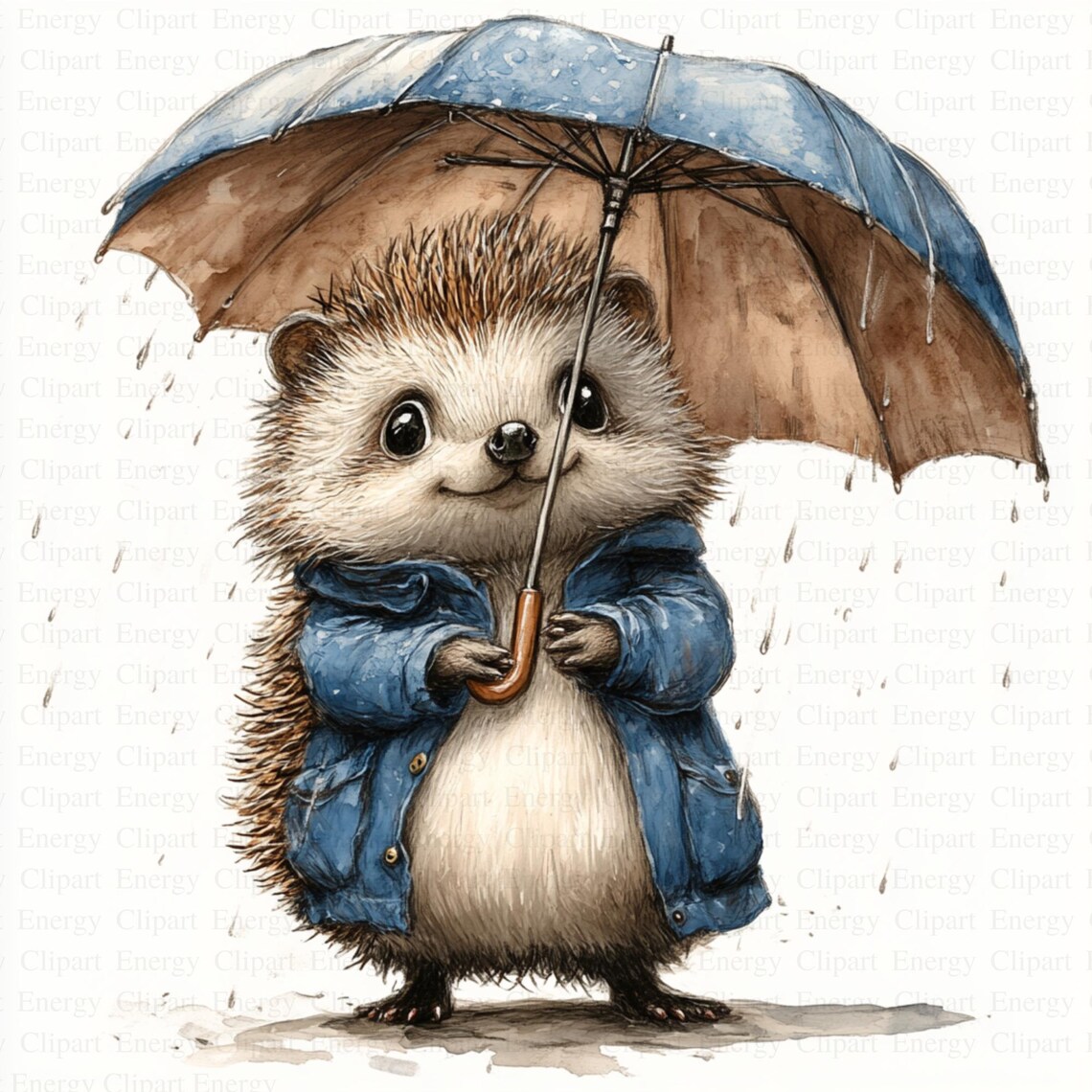 Hedgehog Rainy Clipart | 5 High Quality Jpgs | Digital Download ...