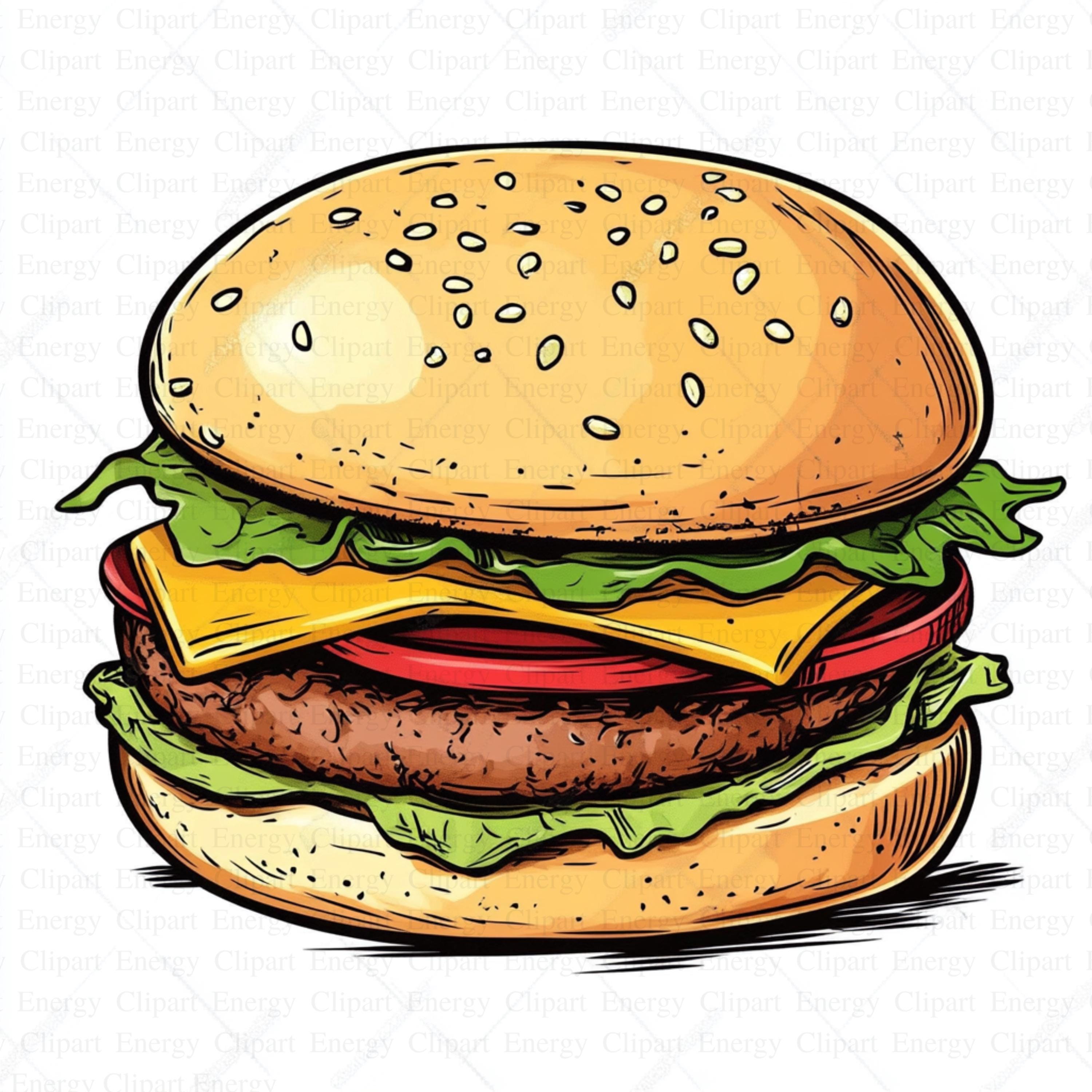 Hamburger Clipart | 5 High Quality Jpg's | Digital Download | Burger ...