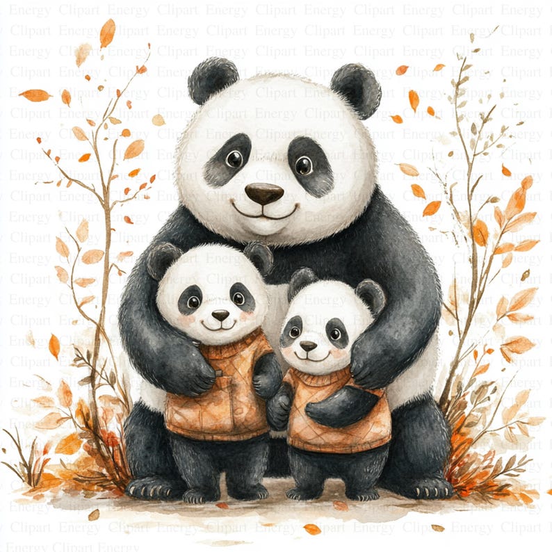 Panda Family Clipart | 5 High Quality Jpg's | Digital Download | Family ...