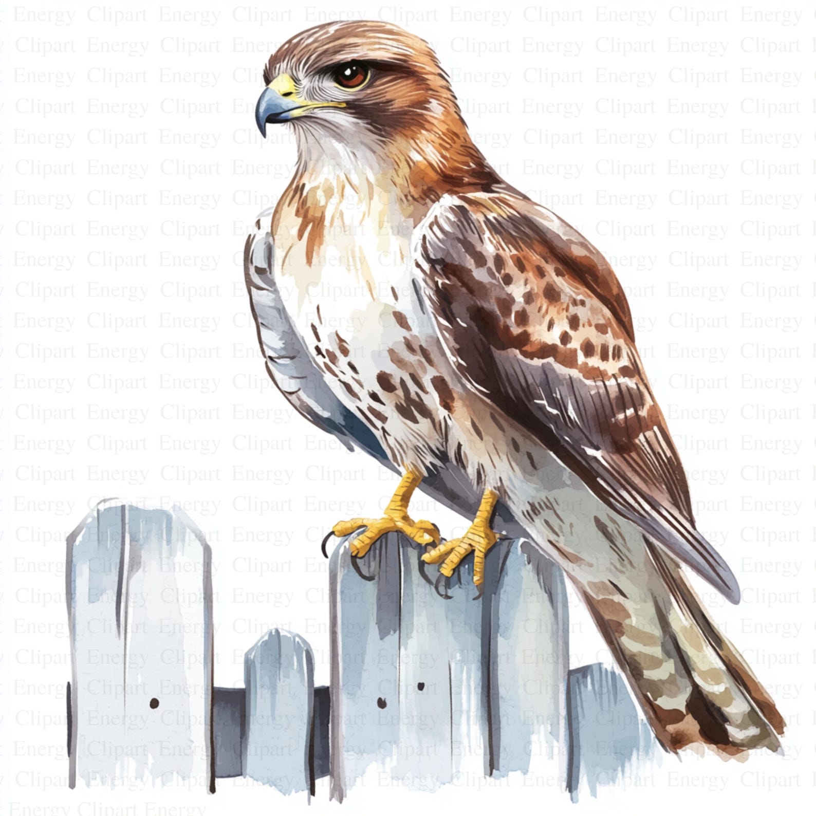 Buzzard on Fence Clipart | 5 High Quality Jpg's | Digital Download ...