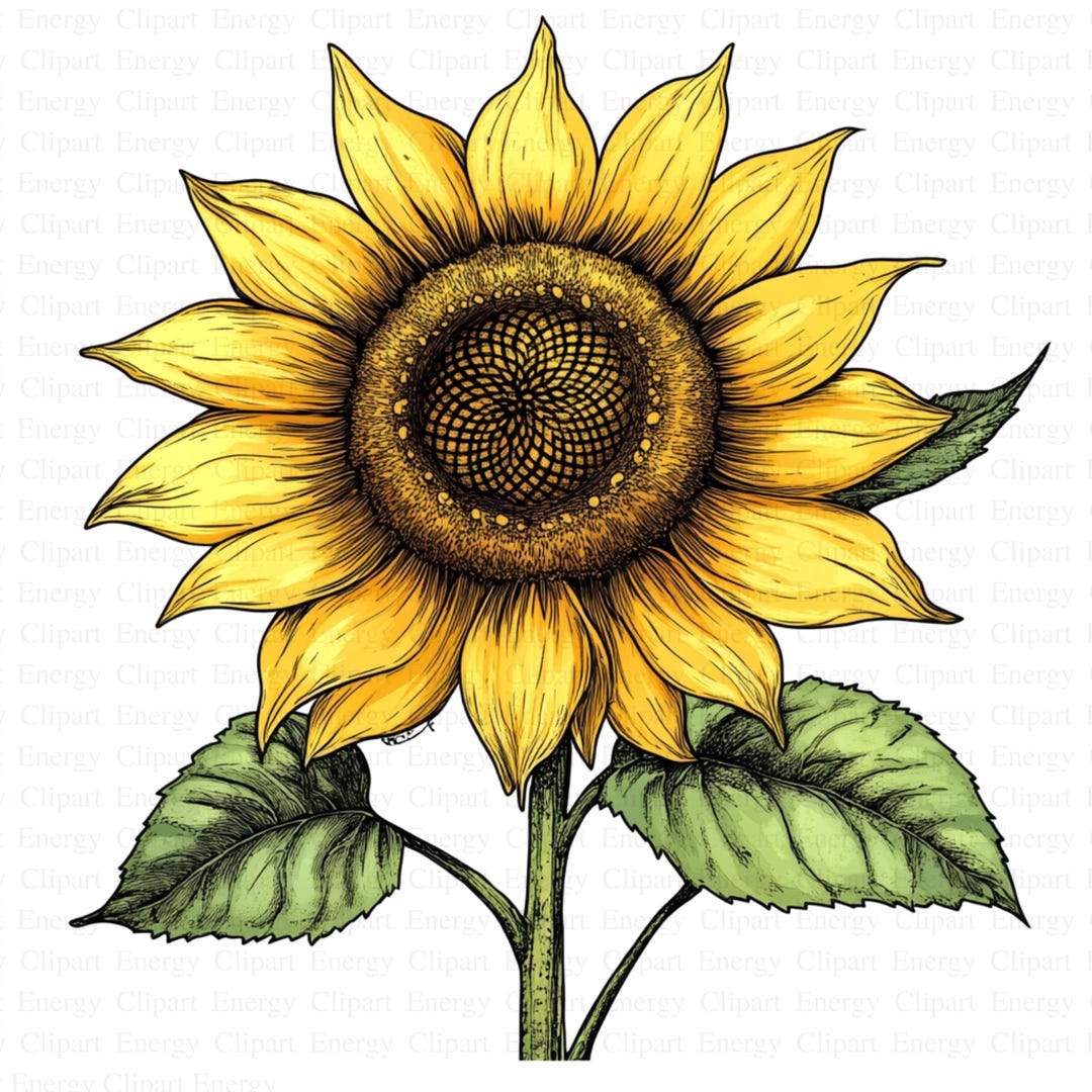 Sunflower Clipart | 5 High Quality Jpg's | Digital Download | Bright ...