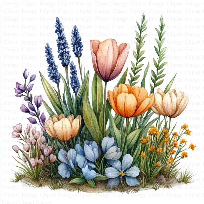 Spring Garden Clipart | 5 High Quality Jpg's | Digital Download ...
