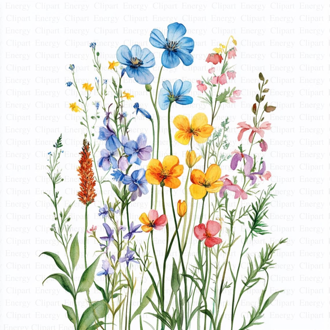 Wildflowers Clipart | 5 High Quality Jpg's | Digital Download | Floral ...
