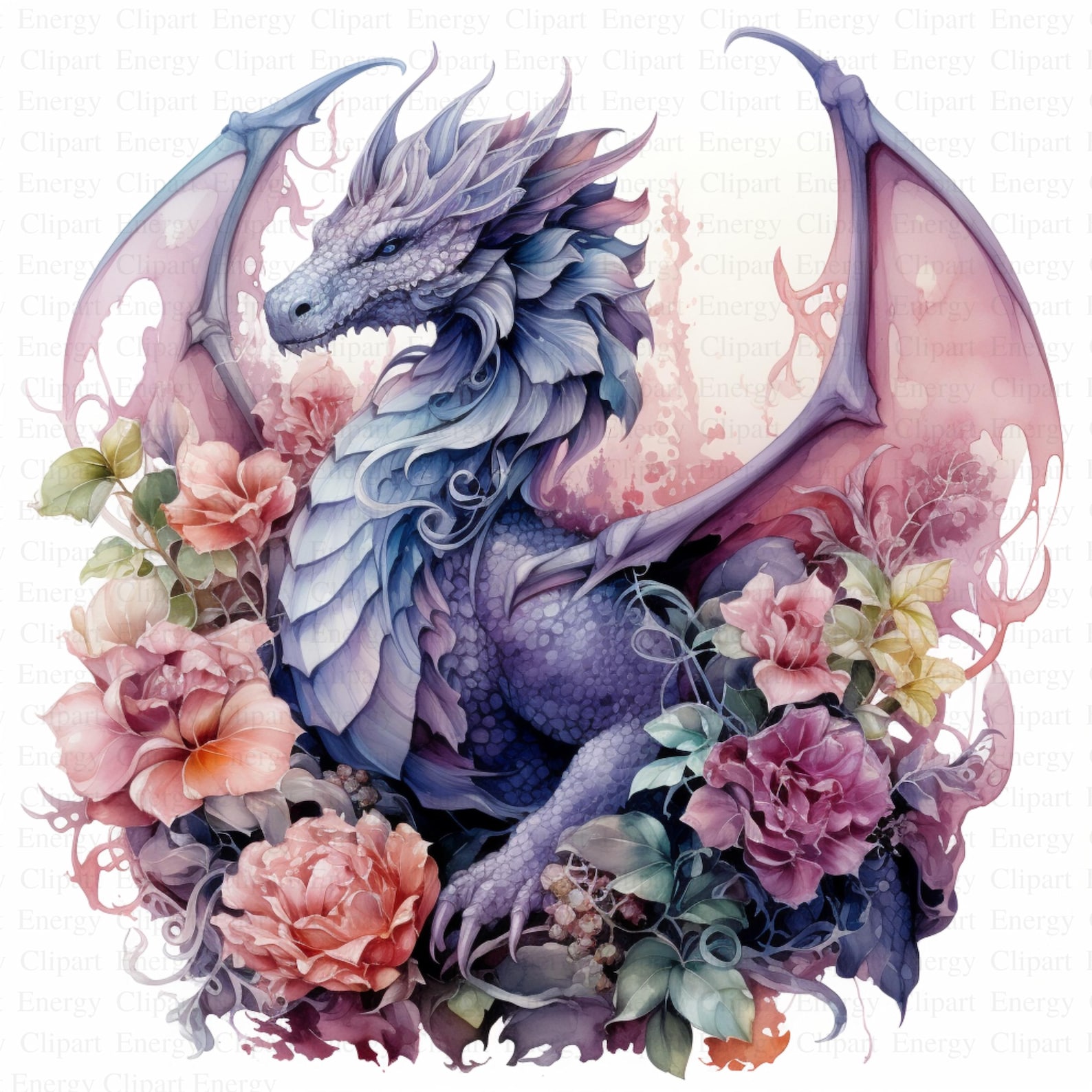 Floral Dragons Clipart | 5 High Quality Jpg's | Digital Download ...