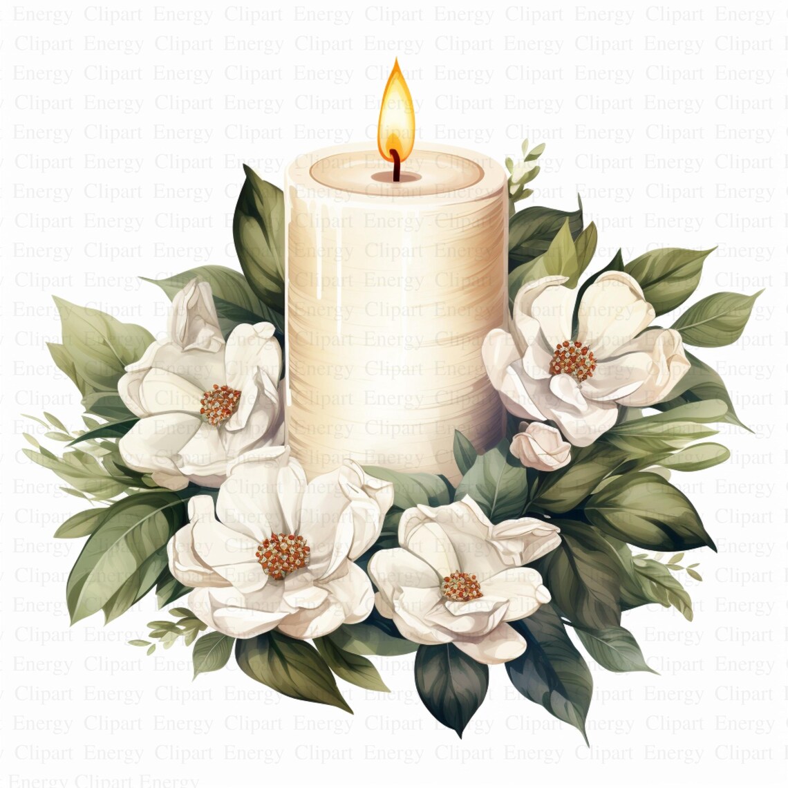 Watercolor White Candles Clipart | 5 High Quality Jpgs | Digital ...