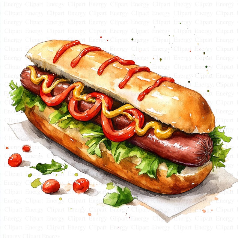 Hot Dog Clipart | 5 High Quality Jpg's | Digital Download | Hot Dog ...