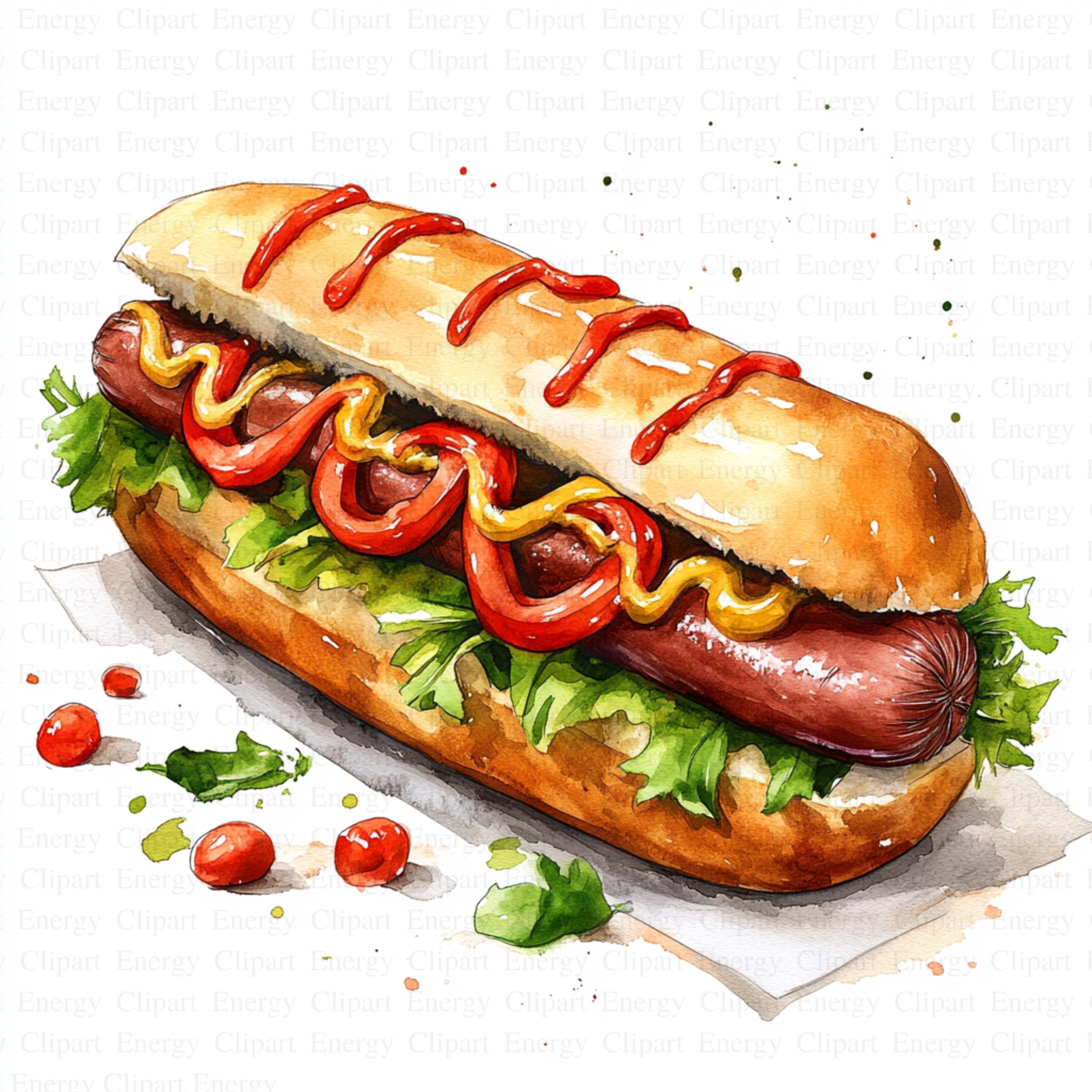Hot Dog Clipart | 5 High Quality Jpg's | Digital Download | Hot Dog ...