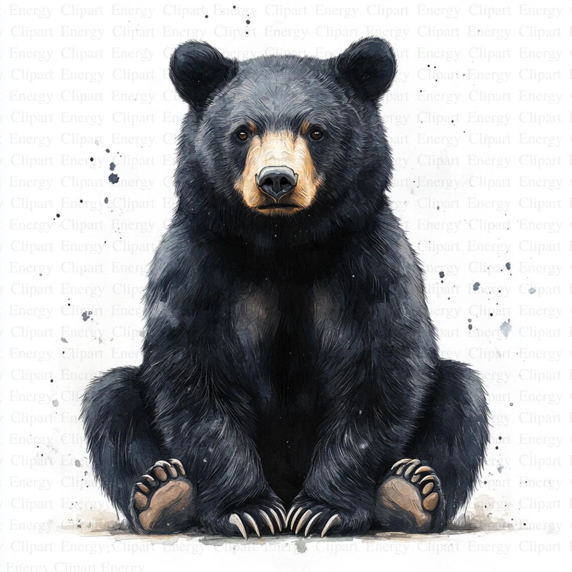 Watercolor Black Bear Clipart | 5 High Quality Jpgs | Digital Download ...