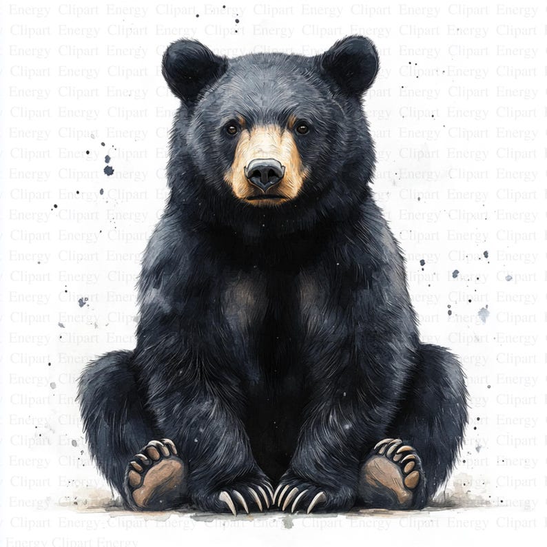 Watercolor Black Bear Clipart | 5 High Quality Jpgs | Digital Download ...