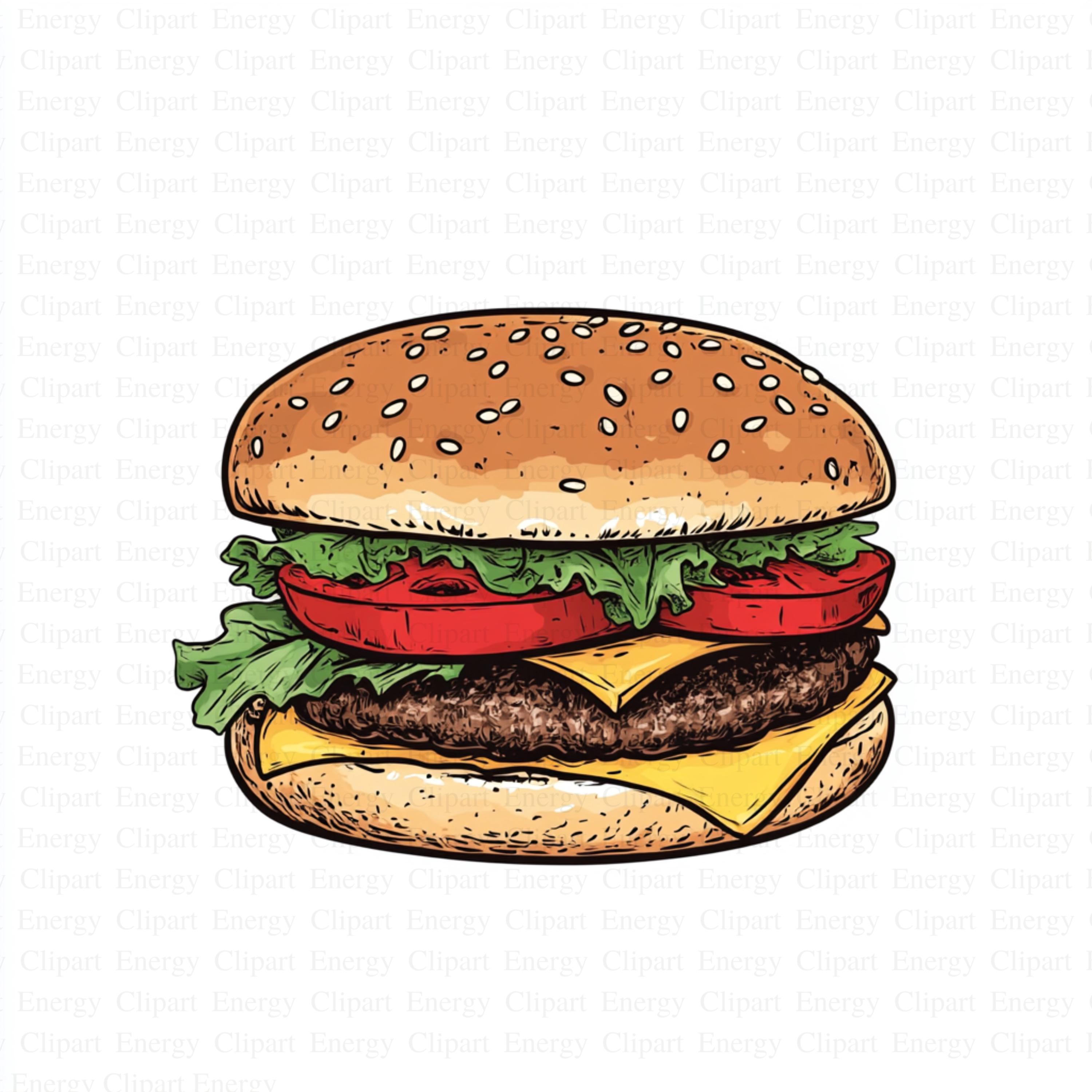 Hamburger Clipart | 5 High Quality Jpg's | Digital Download | Burger ...