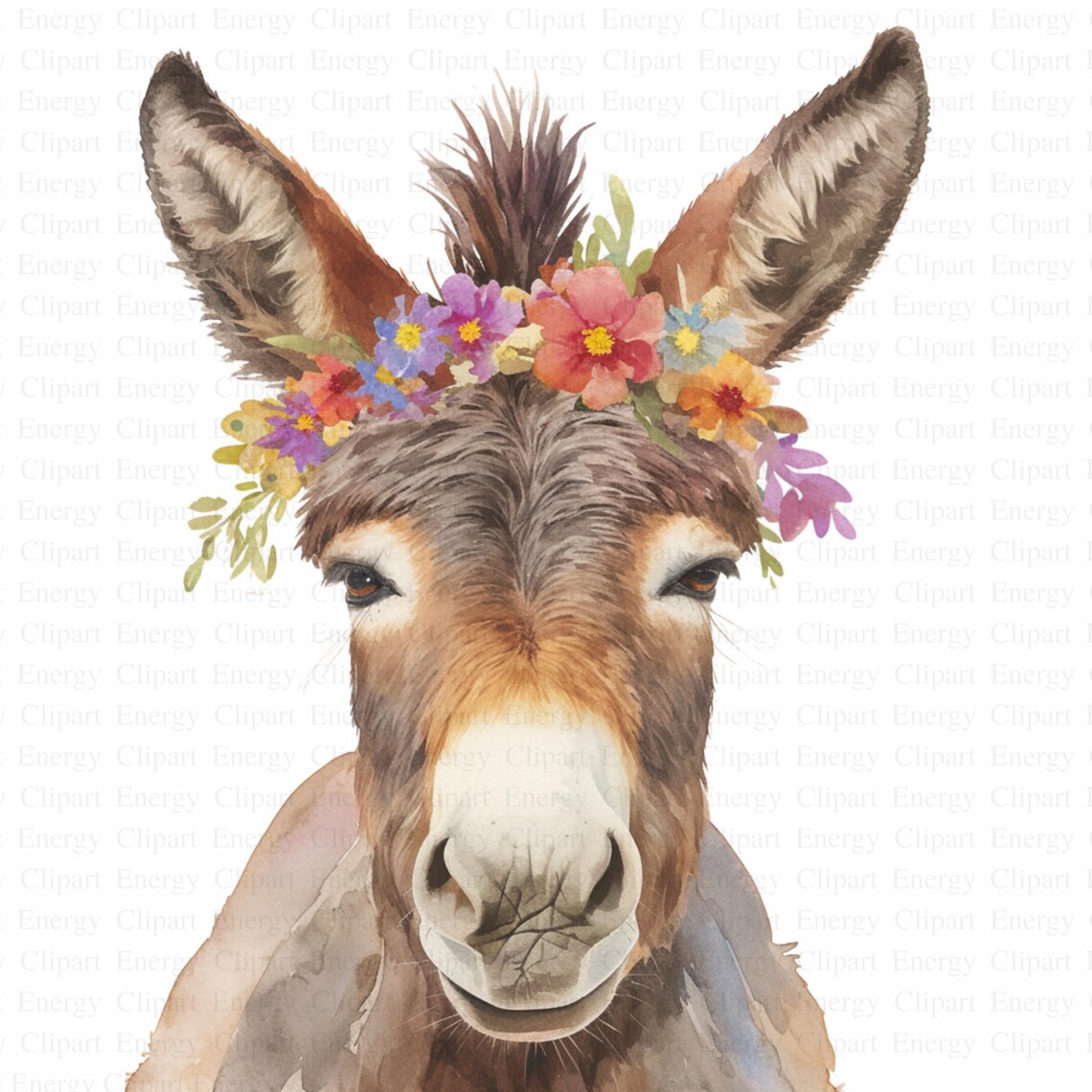 Floral Donkeys Clipart | 5 High Quality Jpg's | Digital Download ...