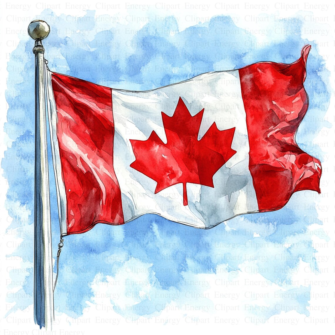 Watercolor Canadian Flag Clipart | 5 High Quality Jpg's | Digital ...