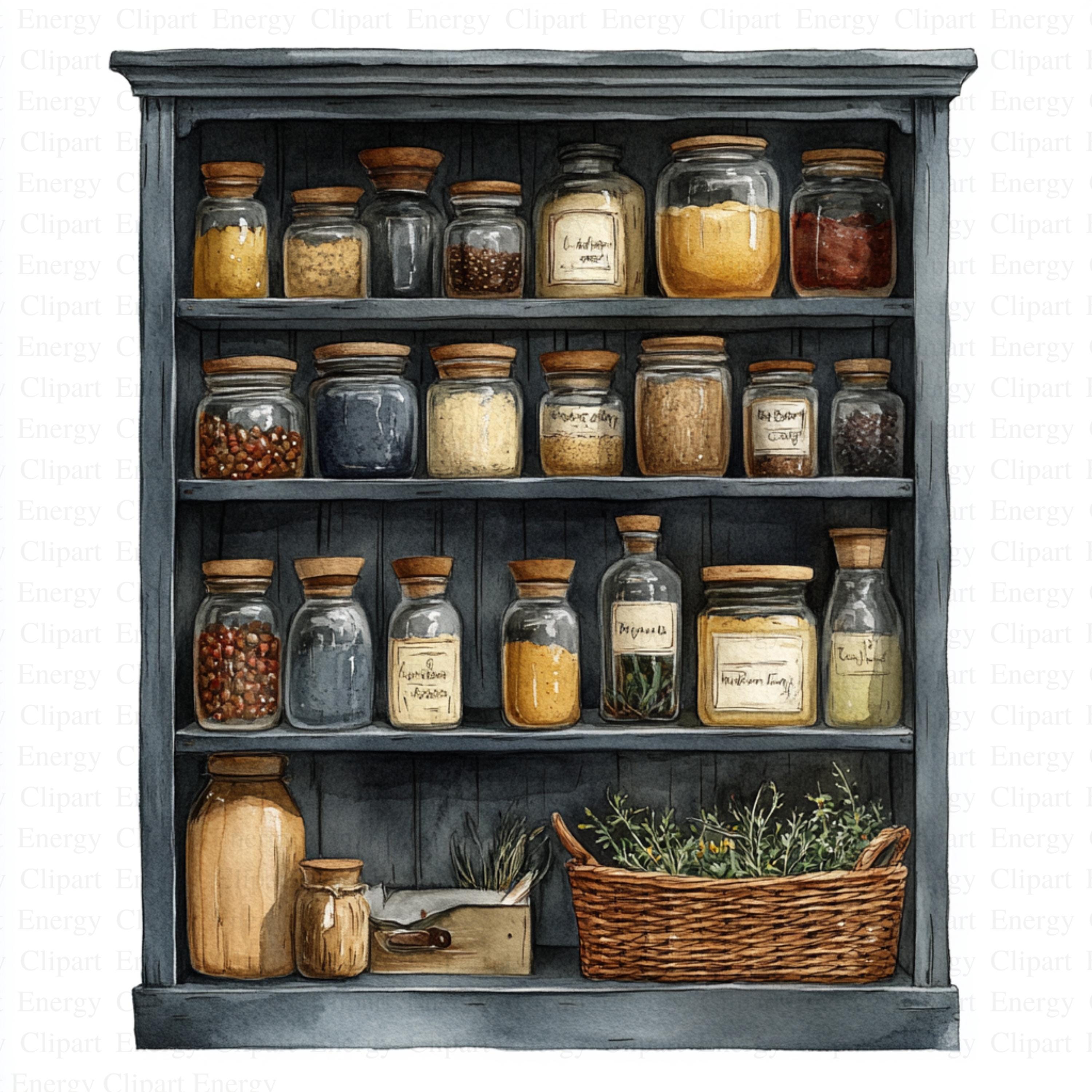 Vintage Pantries Clipart 5 High Quality Jpg's Digital Download Kitchen ...