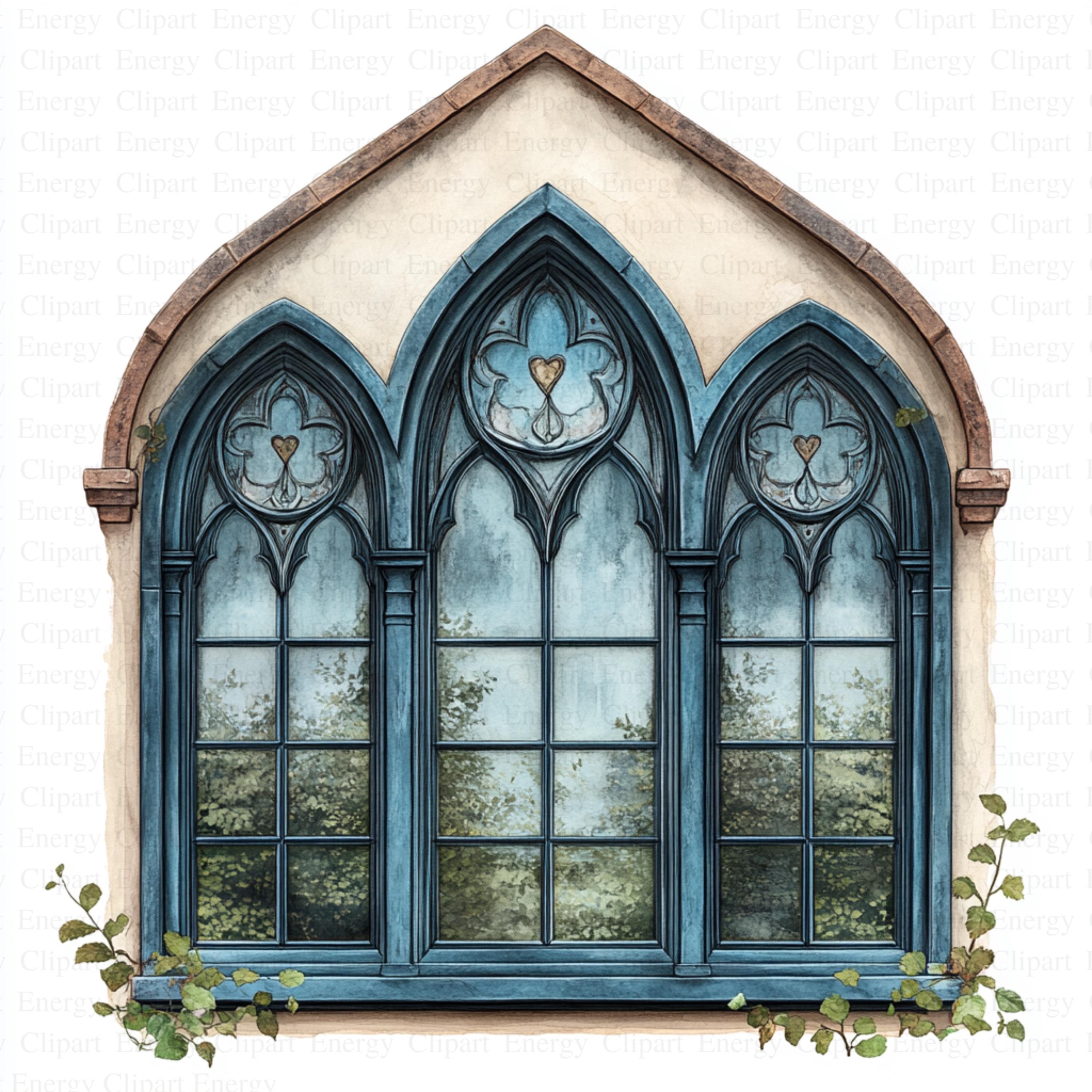 Watercolor Victorian Windows Clipart | 5 High Quality Jpg's | Digital ...