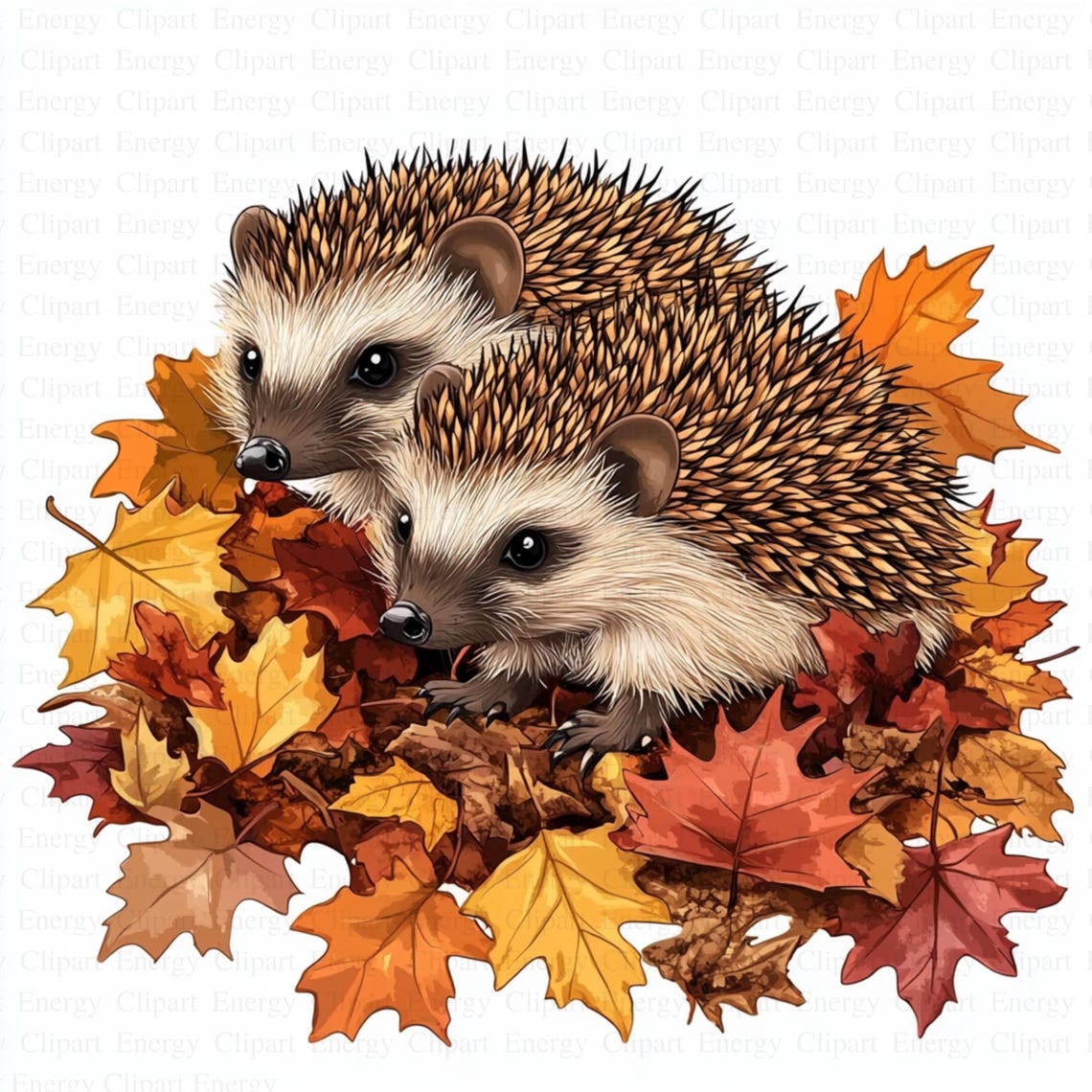 Hedgehogs in Autumn Leaves Clipart | 5 High Quality Jpg's | Forest ...