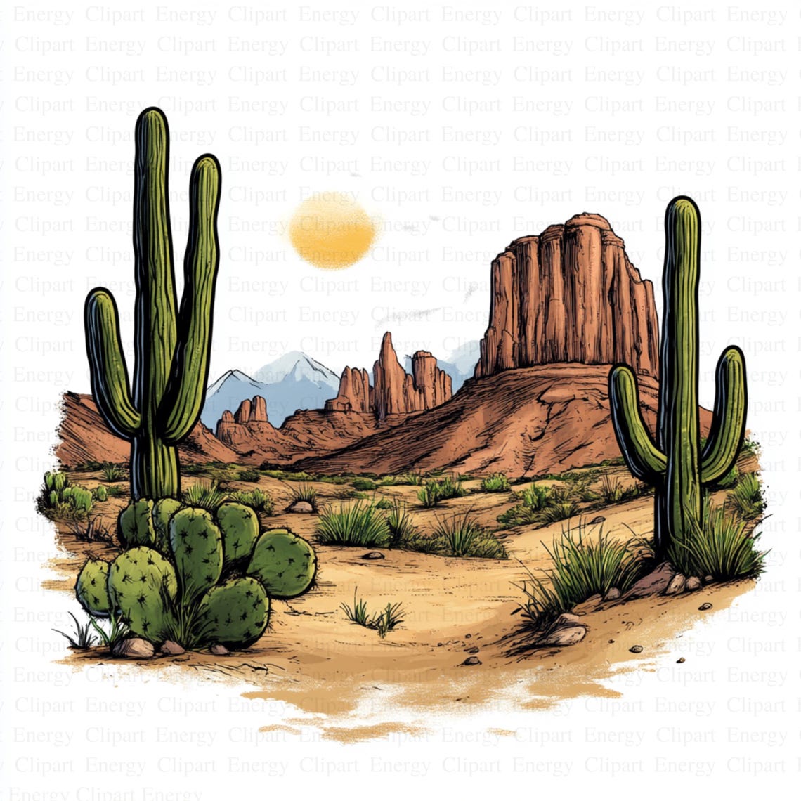 Old West Landscape Clipart | 5 High Quality Jpg's | Digital Download ...