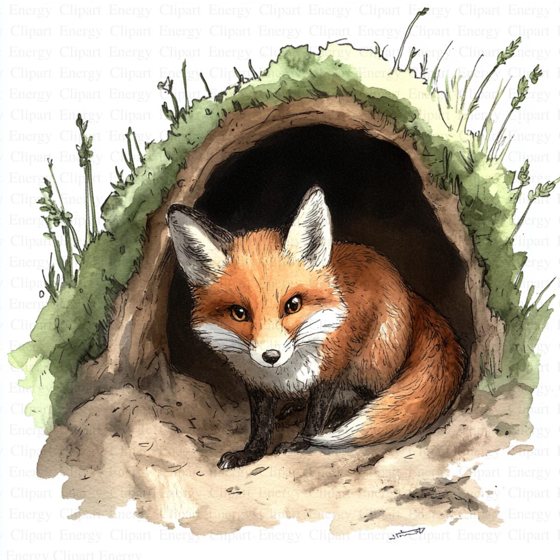 Fox In The Den Clipart 5 High Quality Jpg S Digital Download