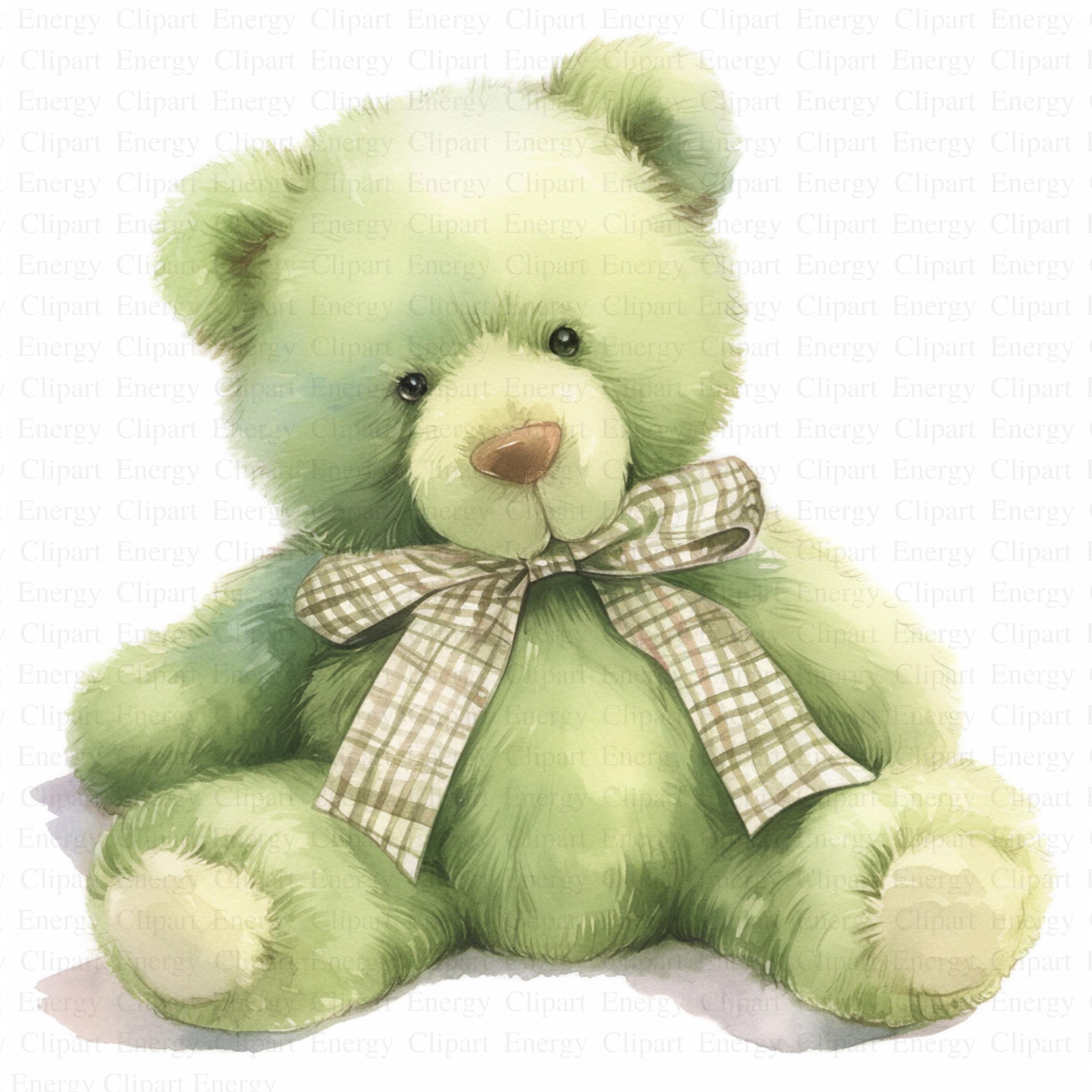 Green Teddy Bear Clipart | 5 High Quality Jpg's | Digital Download ...