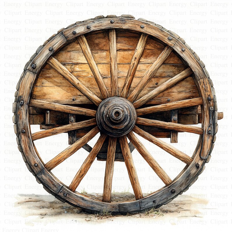 Wooden Wheels Clipart 5 High Quality Jpg's Digital Download Rustic Art ...