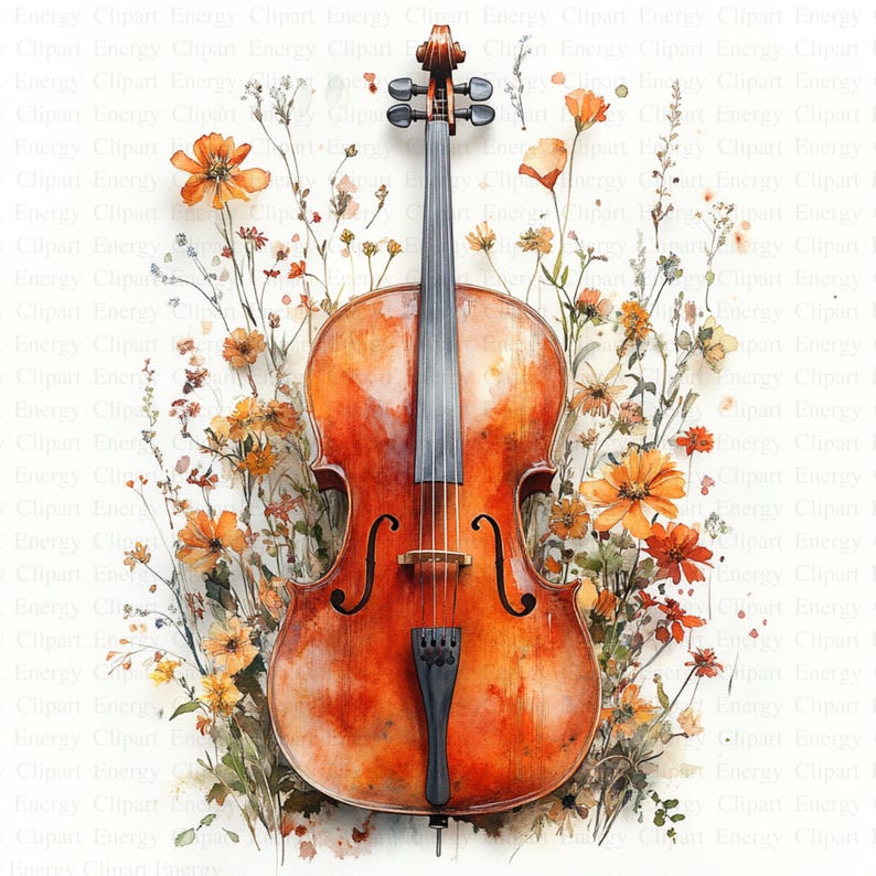 Cello Sketches Clipart | 5 High Quality Jpg's | Digital Download ...
