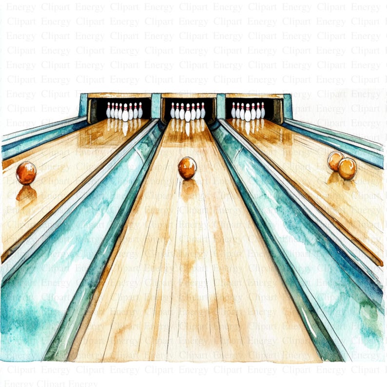 Bowling Lane Clipart | 5 High Quality Jpg's | Digital Download | Sports ...