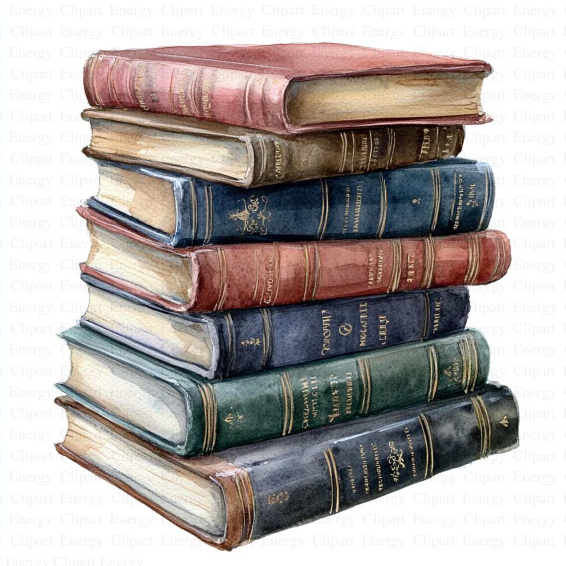 Watercolor Library Books Clipart | 5 High Quality Jpg's | Digital ...