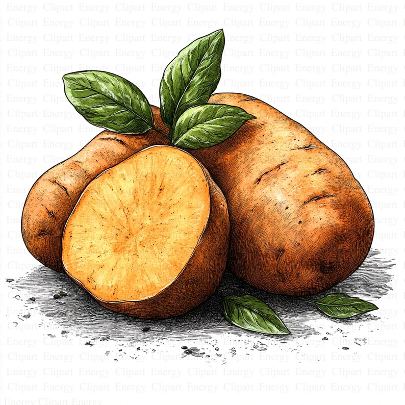 Watercolor Sweet Potato Clipart | 5 High Quality Jpg's | Digital ...