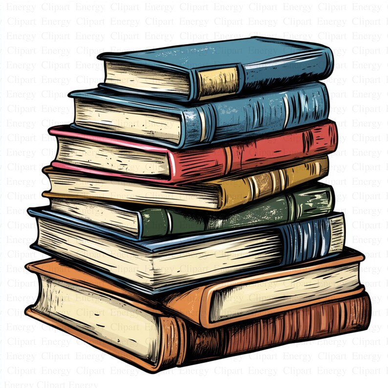 Library Books Clipart | 5 High Quality Jpg's | Digital Download | Book ...