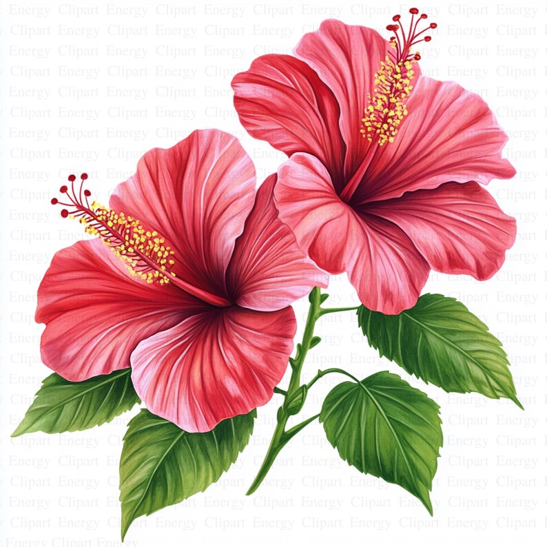 Hibiscus Flower Clipart | 5 High Quality Jpg's | Digital Download ...
