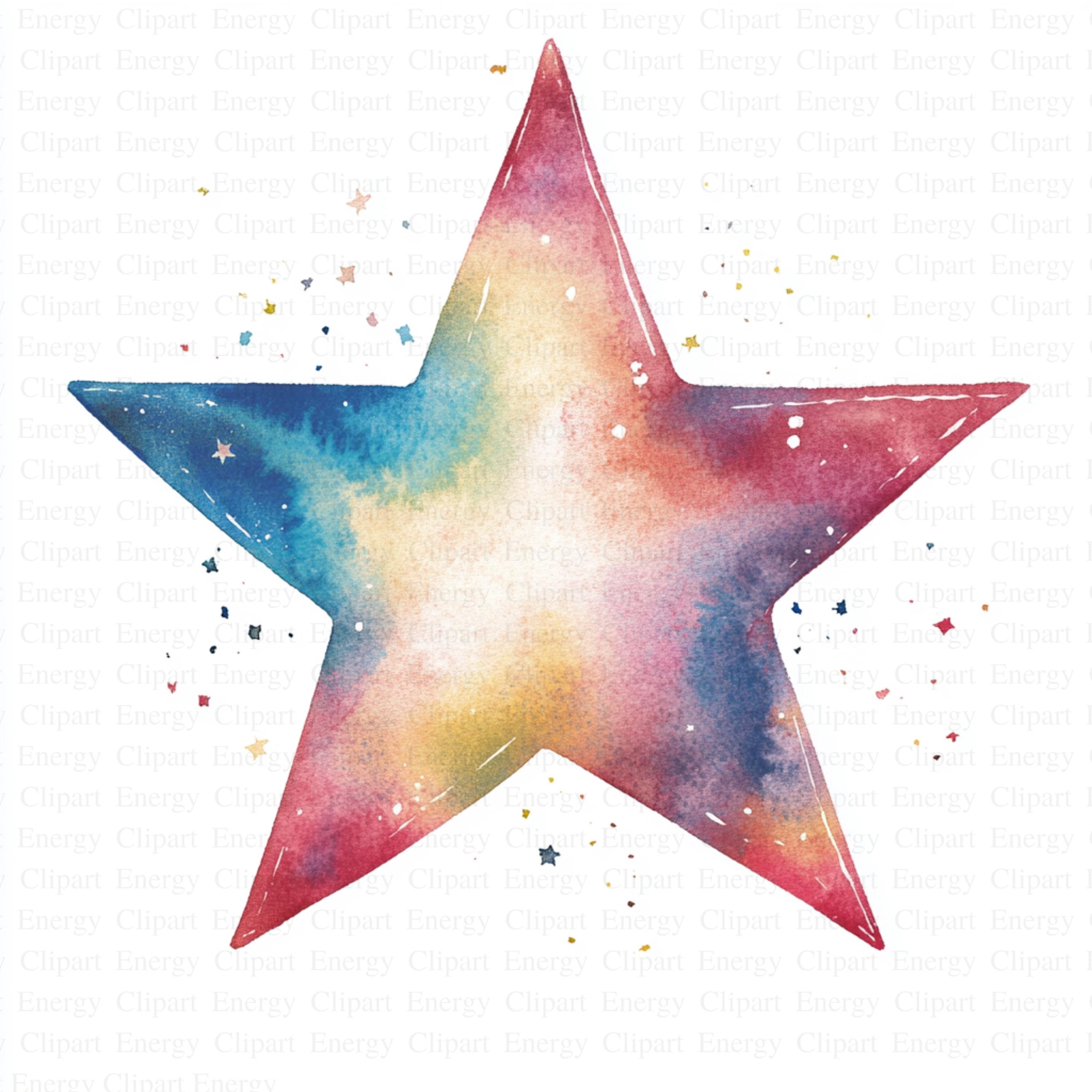 Watercolor Star Clipart | 5 High Quality Jpg's | Digital Download ...