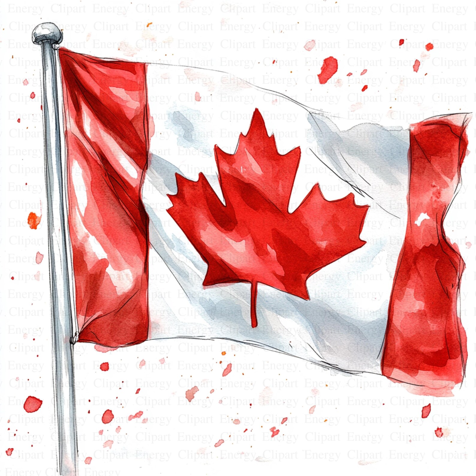 Watercolor Canadian Flag Clipart | 5 High Quality Jpg's | Digital ...
