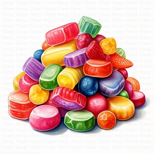 Rainbow Candy Clipart 5 High Quality Jpg's Digital Download Colorful ...