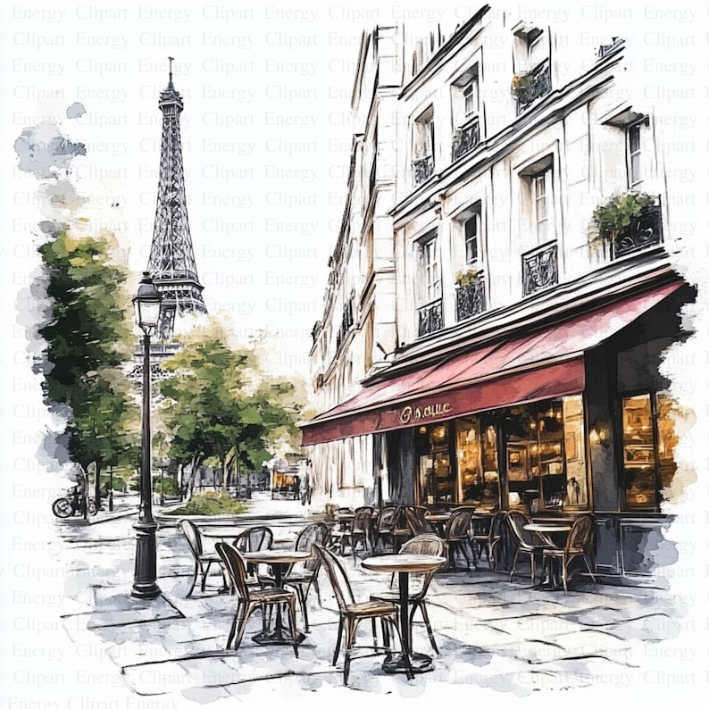 Paris Cafe Clipart | 5 High Quality Jpgs | Digital Download | Vintage ...