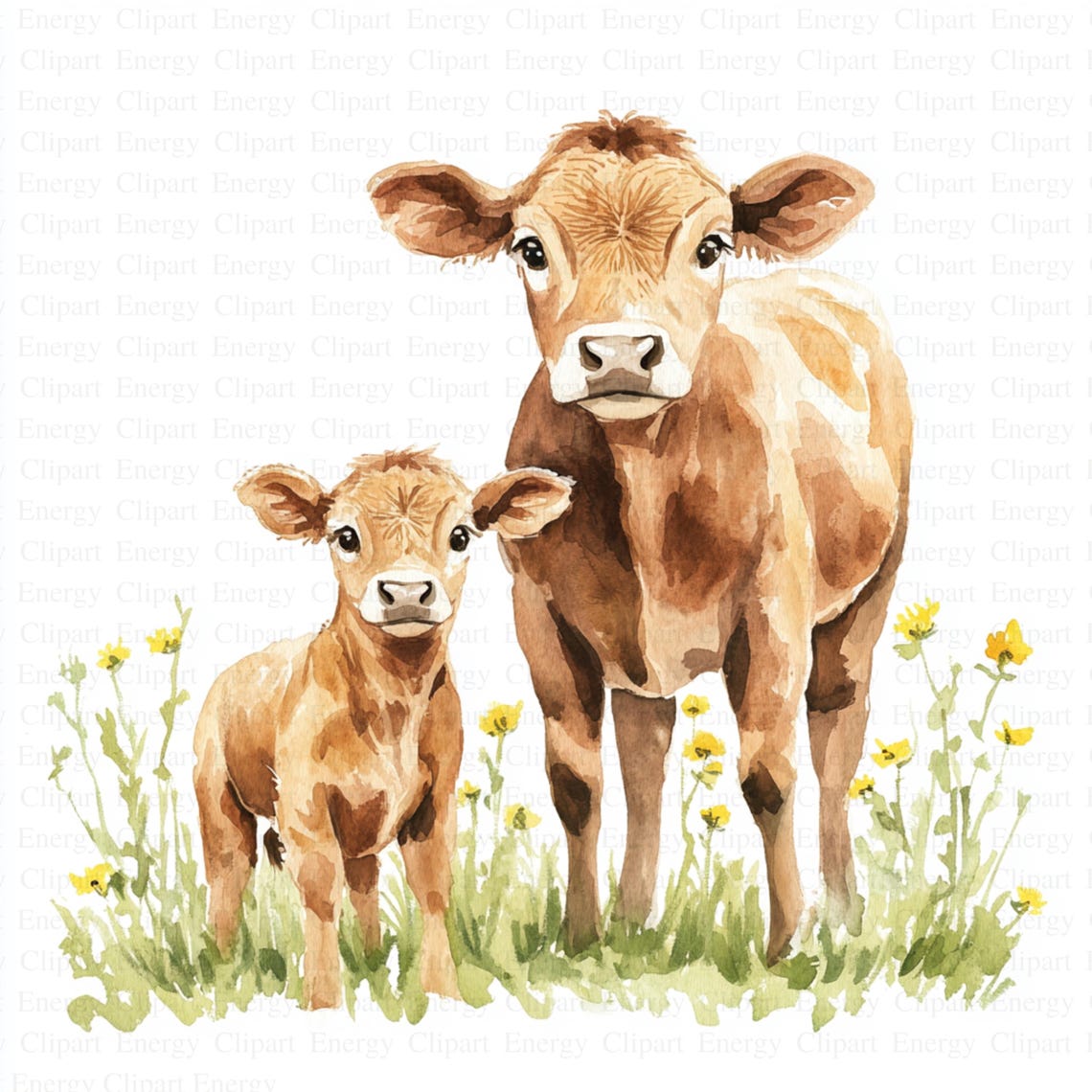 Cow & Calf Clipart | 5 High Quality Jpg's | Digital Download | Farm ...