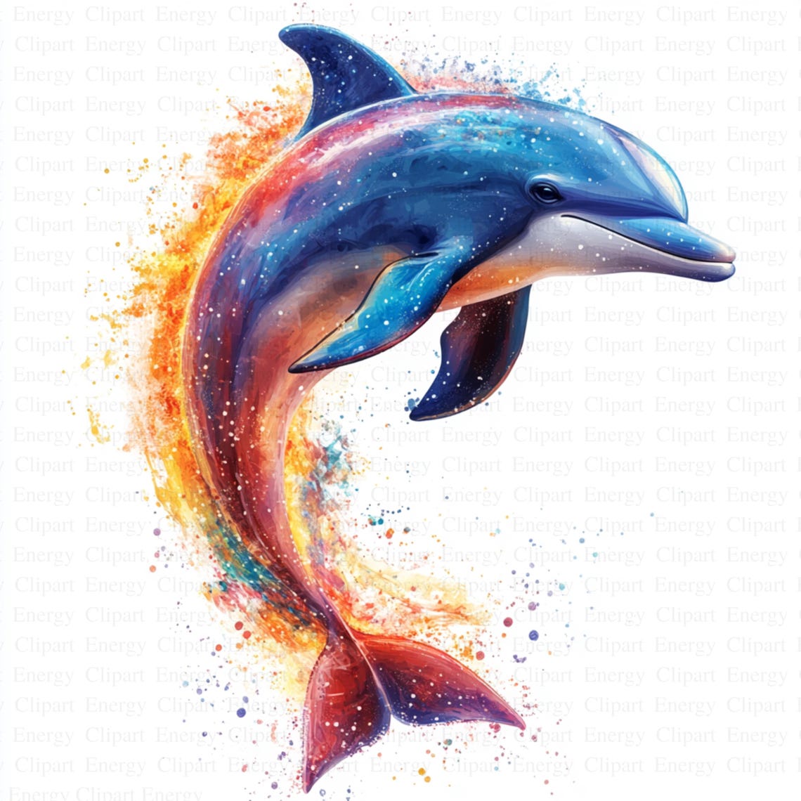 Watercolor Colorful Dolphins Clipart | 5 High Quality Jpg's | Digital ...